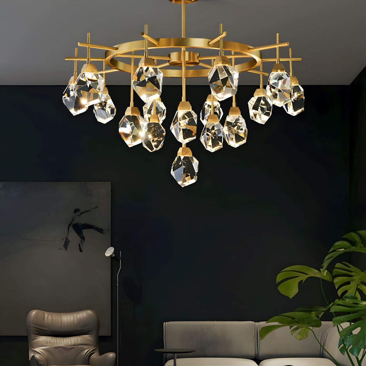 Crystal Rocks (Living Room) Diamond Crystal Stone Lighting | ZENDUCE